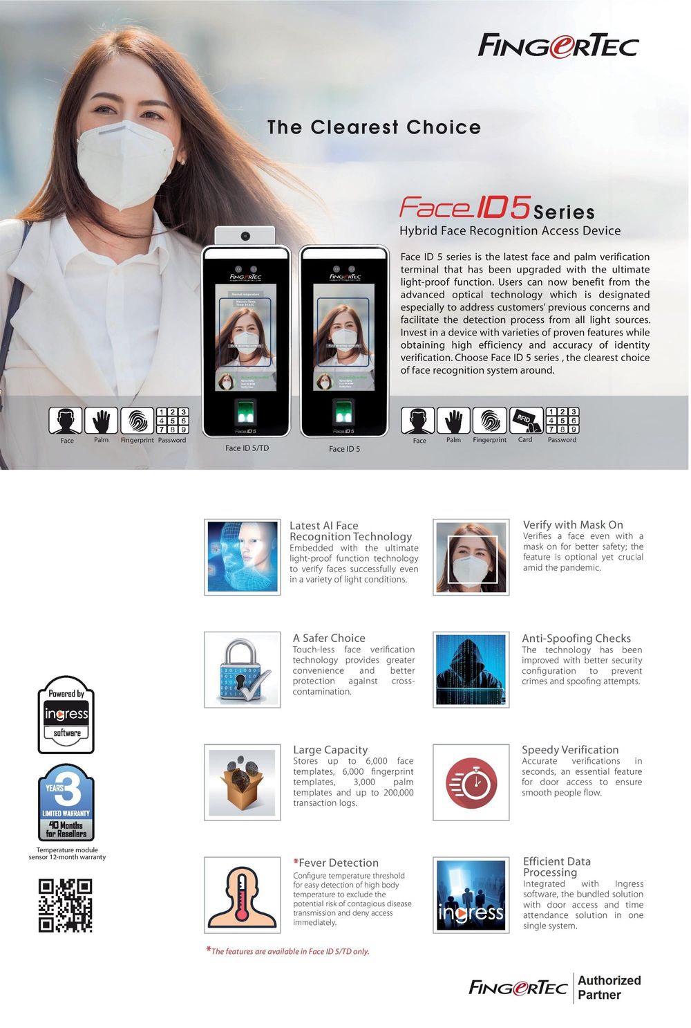 FingerTec Face ID 5 Face Recognition & Time Attendance System